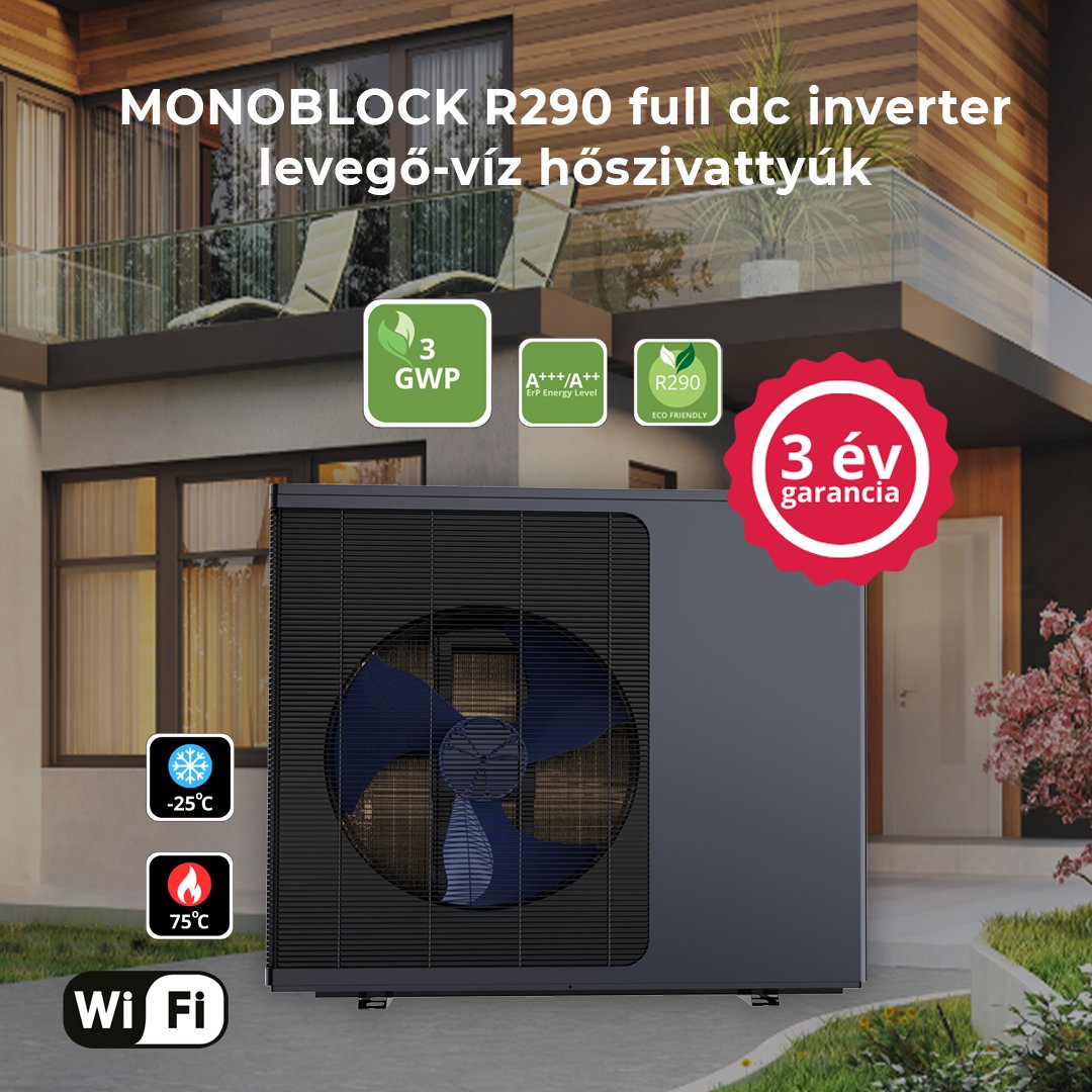 ORION PRO LINE Levegő-víz Hőszivattyú - HP 8KW-1F Monoblock R290 full ...